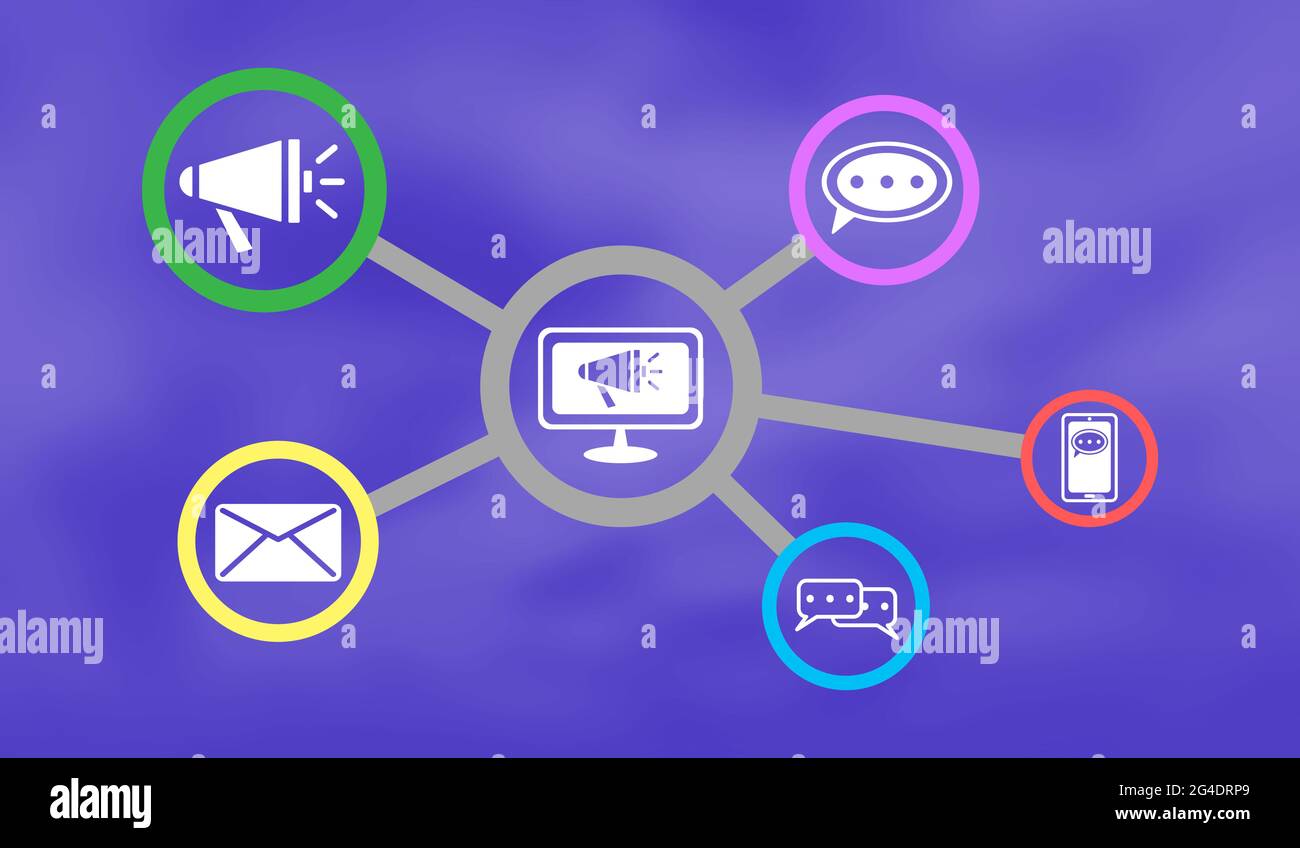 Illustration of an online communication concept Stock Photo - Alamy