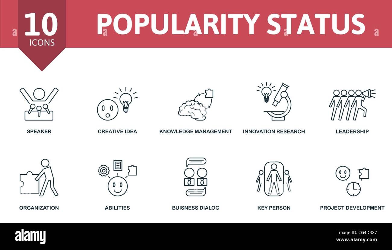 Popularity Status icon set. Contains editable icons reputation ...
