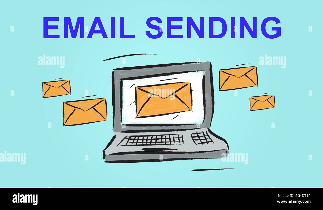 Illustration of an email sending concept Stock Photo - Alamy