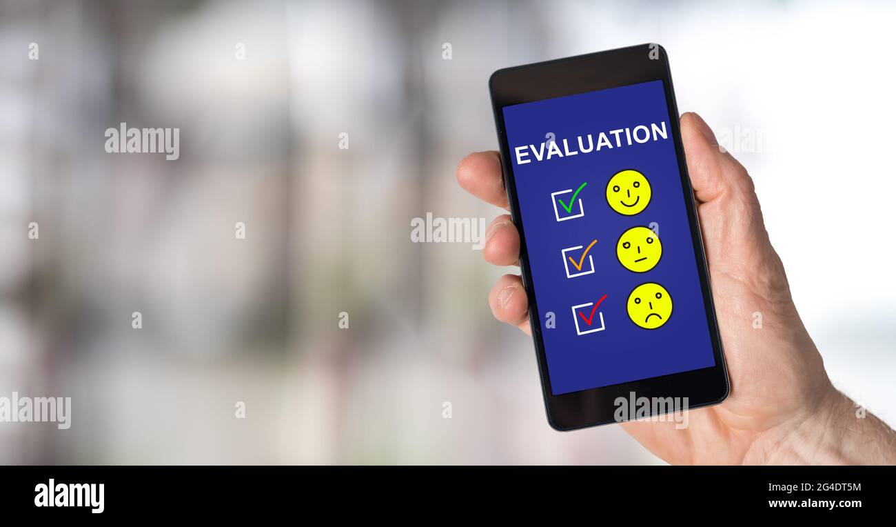 Smartphone screen displaying an evaluation concept Stock Photo - Alamy
