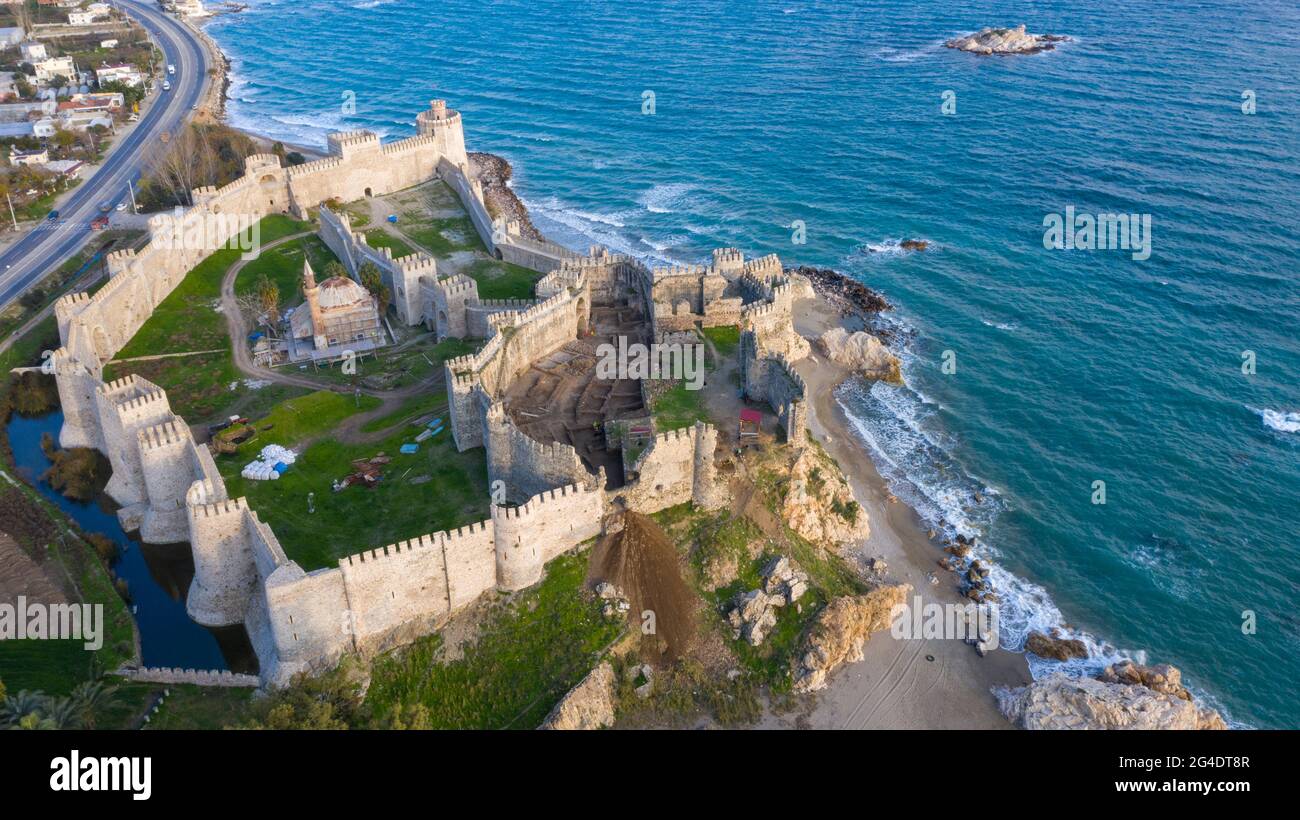 High quality spectacular view of castles in harmony with sky and sea ...