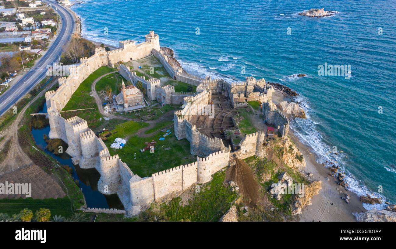 High quality spectacular view of castles in harmony with sky and sea ...