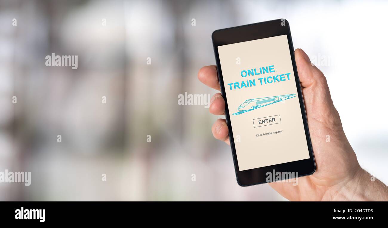 Smartphone screen displaying an online train ticket concept Stock Photo ...