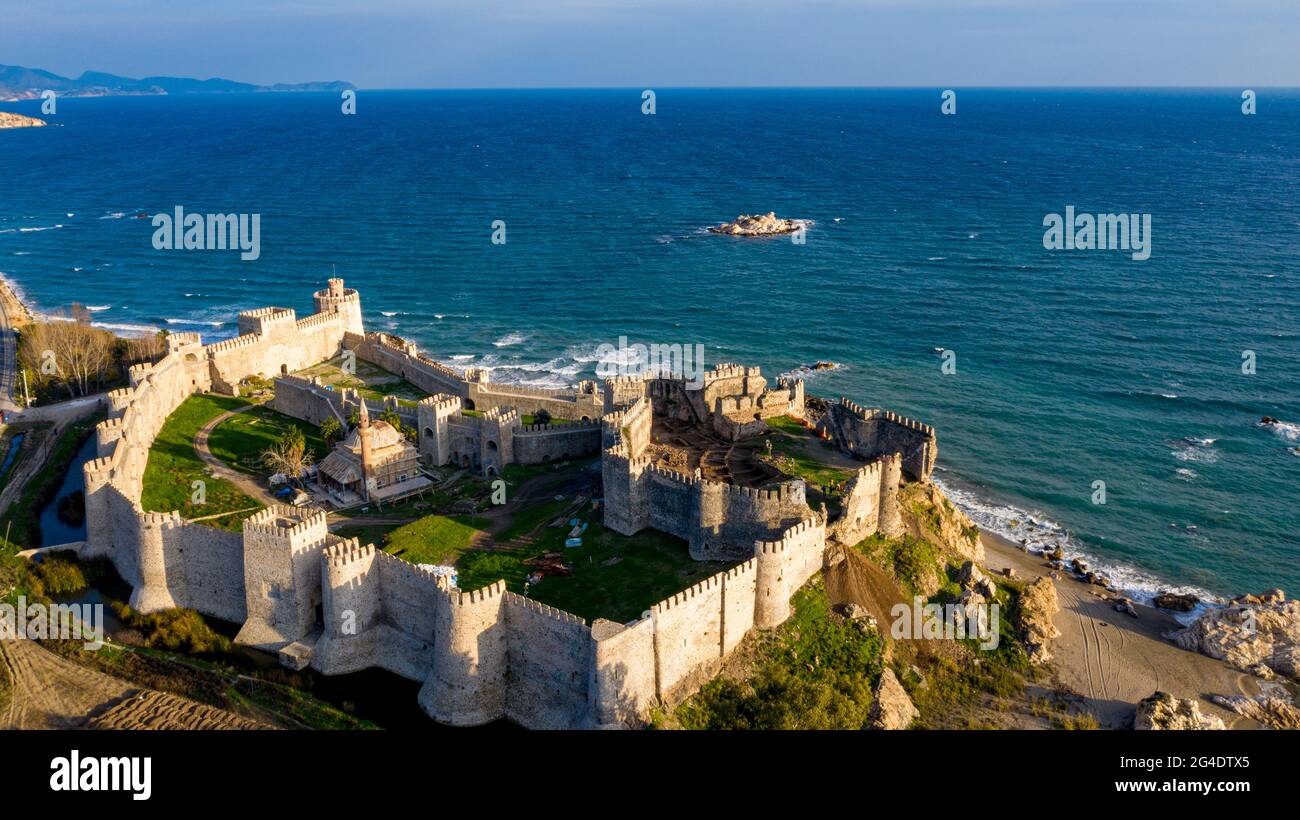 High quality spectacular view of castles in harmony with sky and sea ...