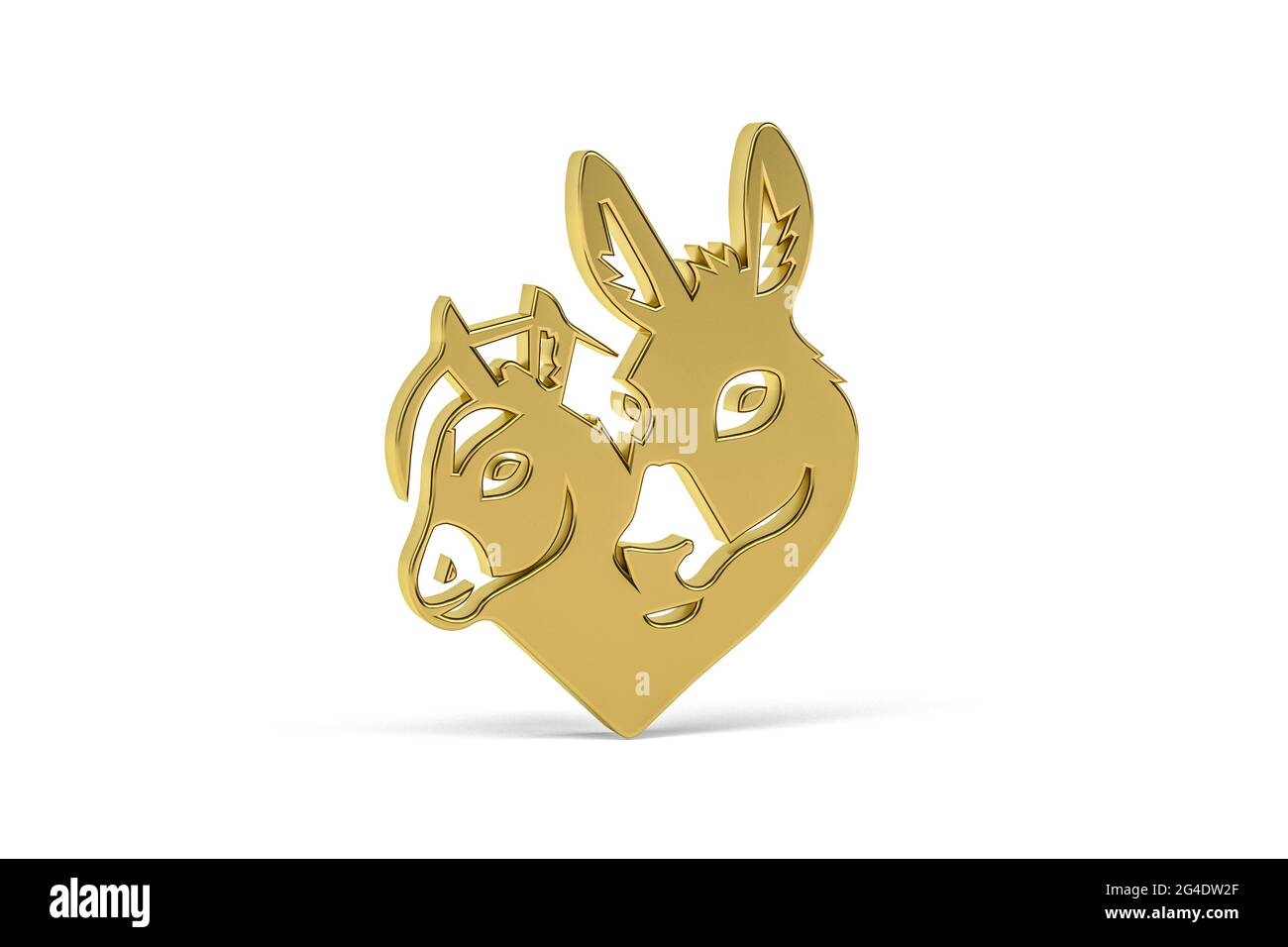 Golden 3d donkey icon isolated on white background - 3d render Stock ...