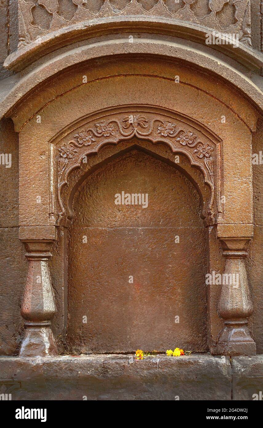Traditional Indian Column Arc in Shiva Temple, Pune, India Stock Photo ...