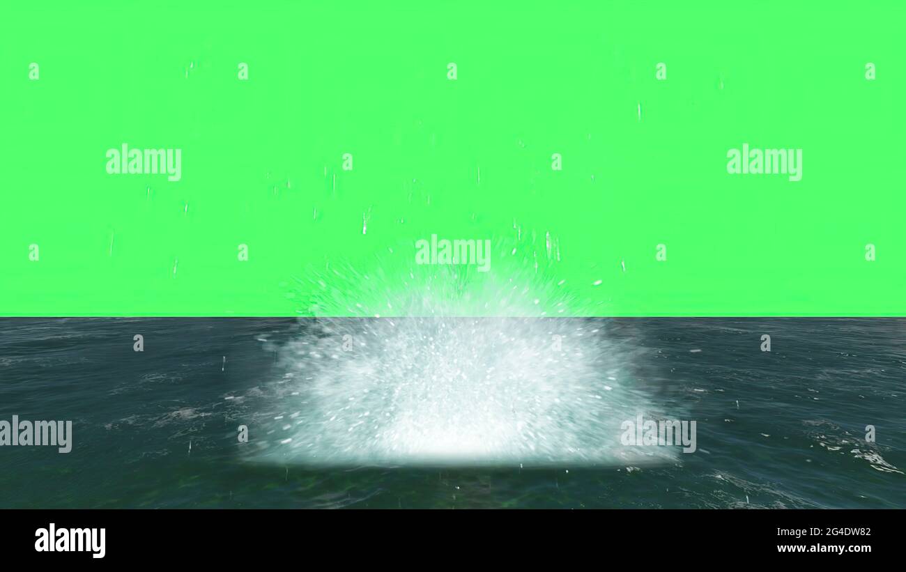3d illustration - Water Blast Explosion on green screen Stock Photo - Alamy