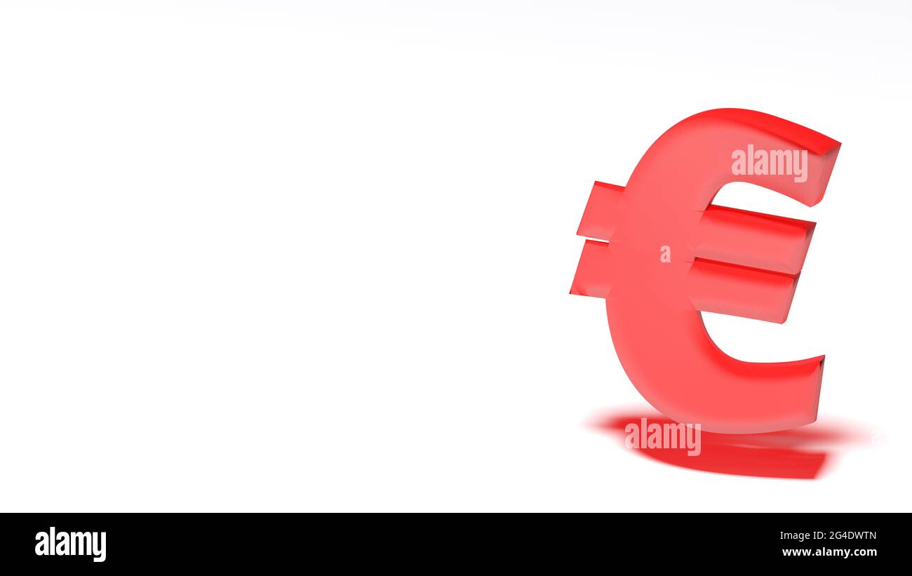 White background with red euro sign at right side - 3D rendering ...