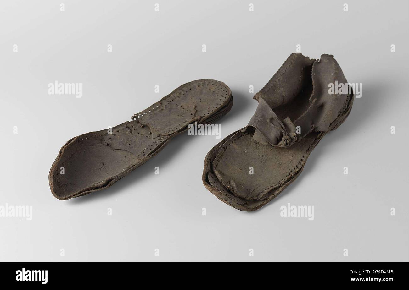 . Leather women's shoe, from which only the sole is left with heel. The ...