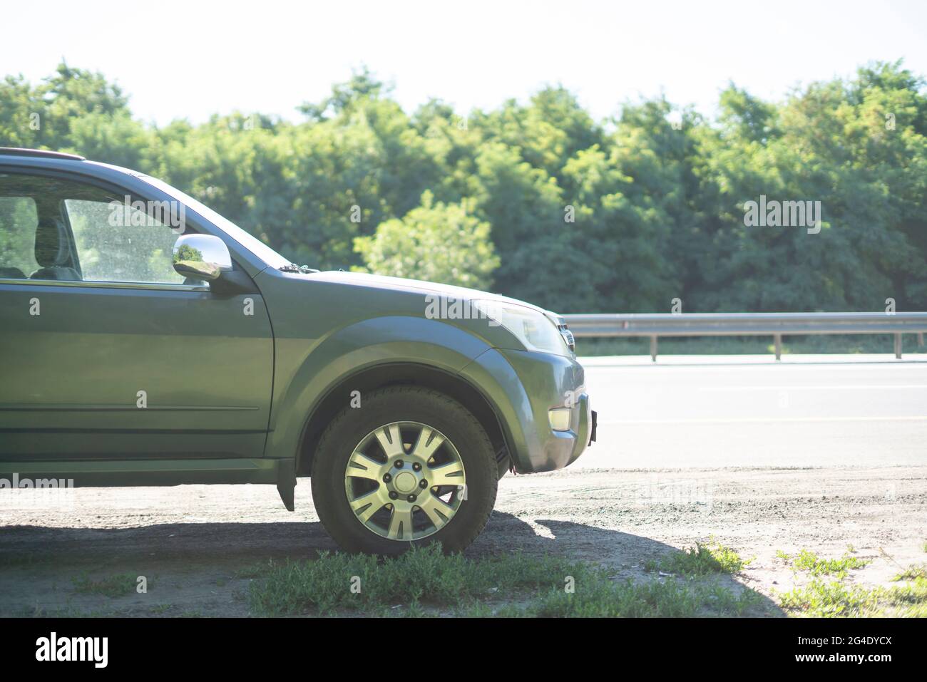 travel by car, vehicle parked, stopped on the highway Stock Photo - Alamy