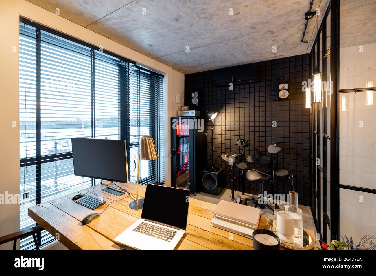 Home office and recording studio interior Stock Photo - Alamy