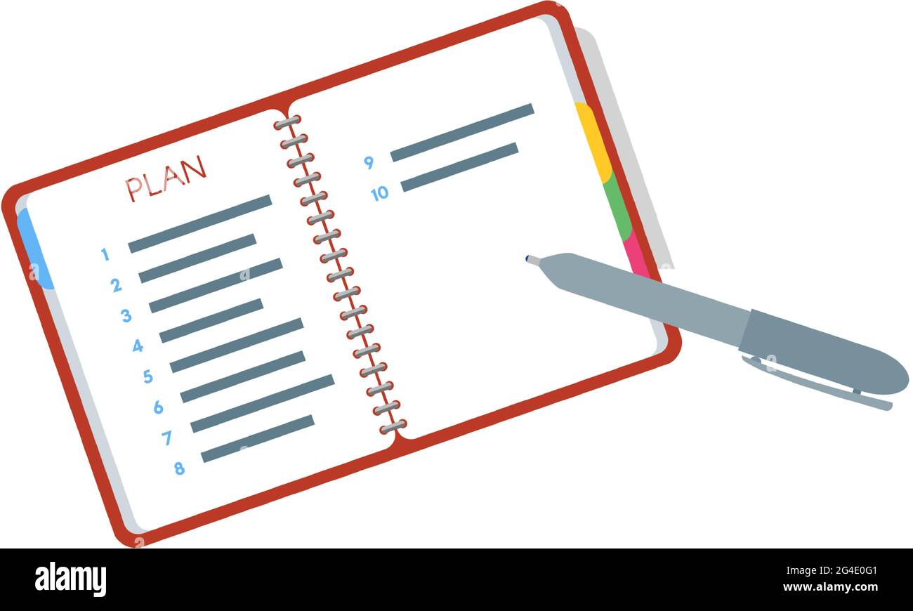 Plan in notebook and pen vector icon illustration Stock Vector Image ...