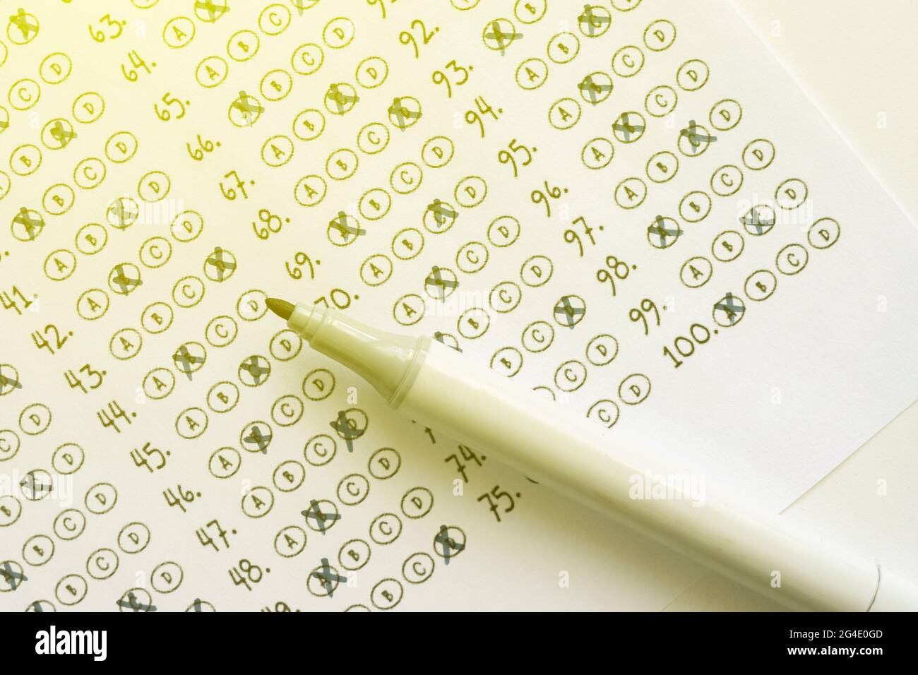 hire the new employee, paper sheet with test answer on the table Stock ...