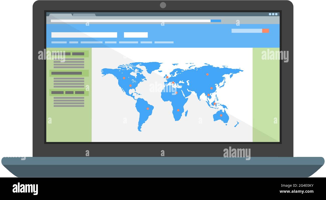 World map on laptop vector icon isolated illustration Stock Vector ...