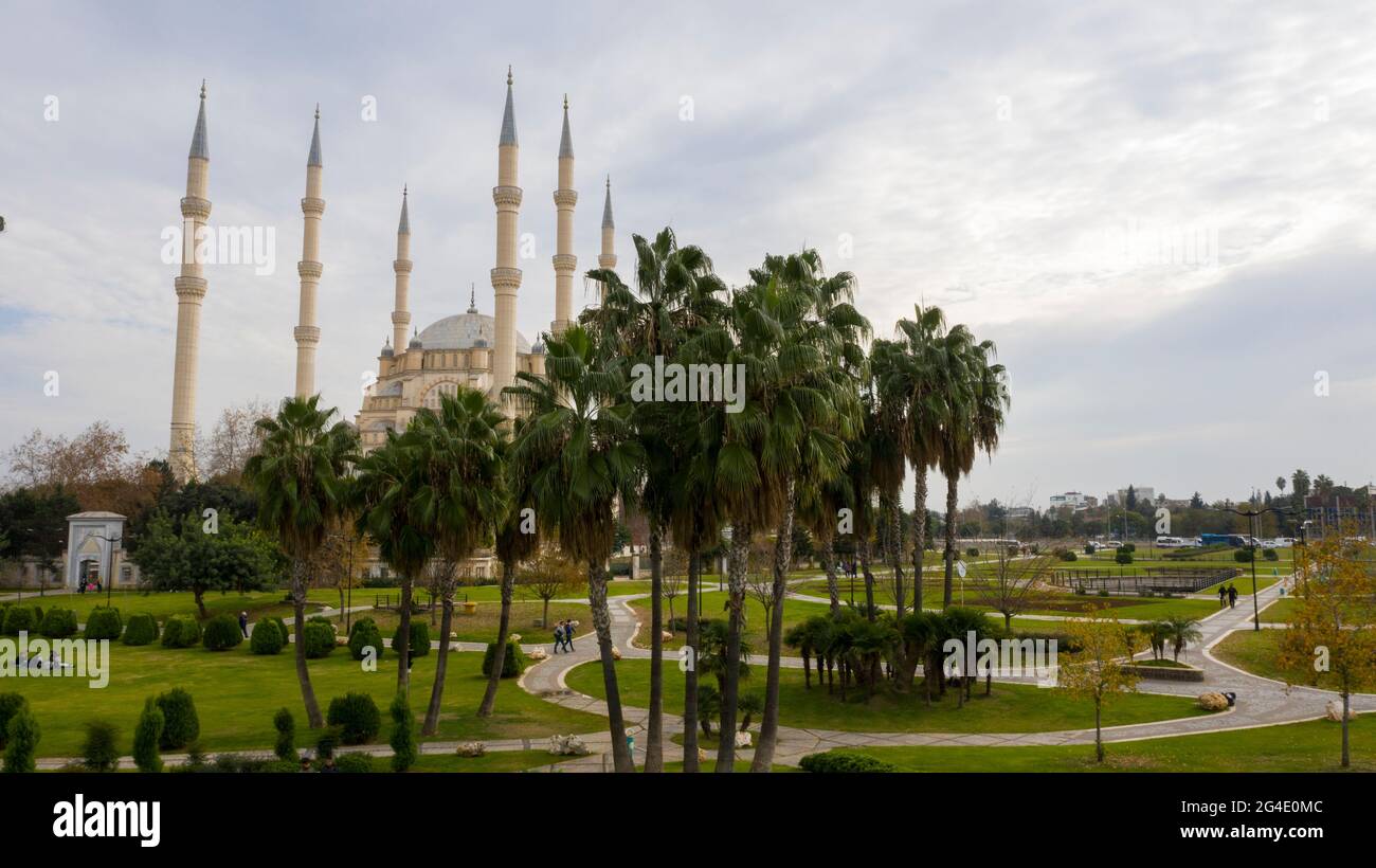 The great mosque with high minarets, which has high shooting quality ...