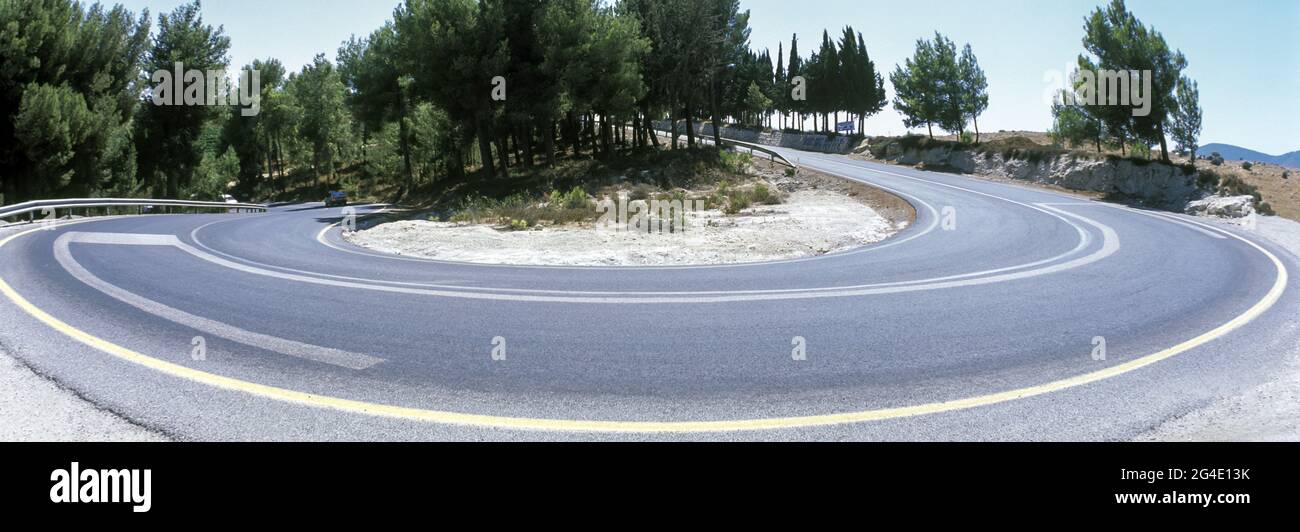 HAIRPIN SWITCHBACK U SHAPED CURVED ROAD GALILEE ISRAEL Stock Photo - Alamy