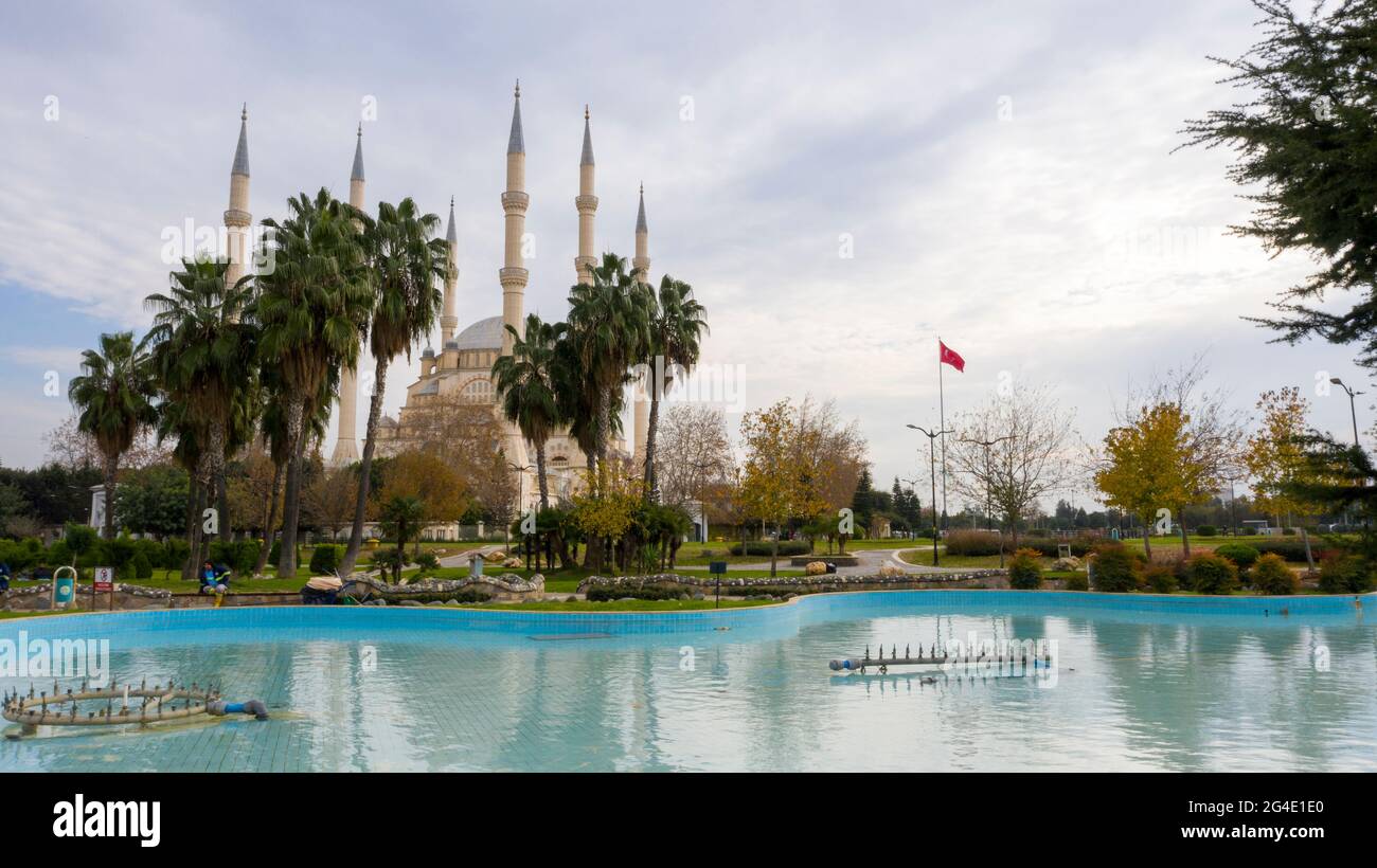The great mosque with high minarets, which has high shooting quality ...