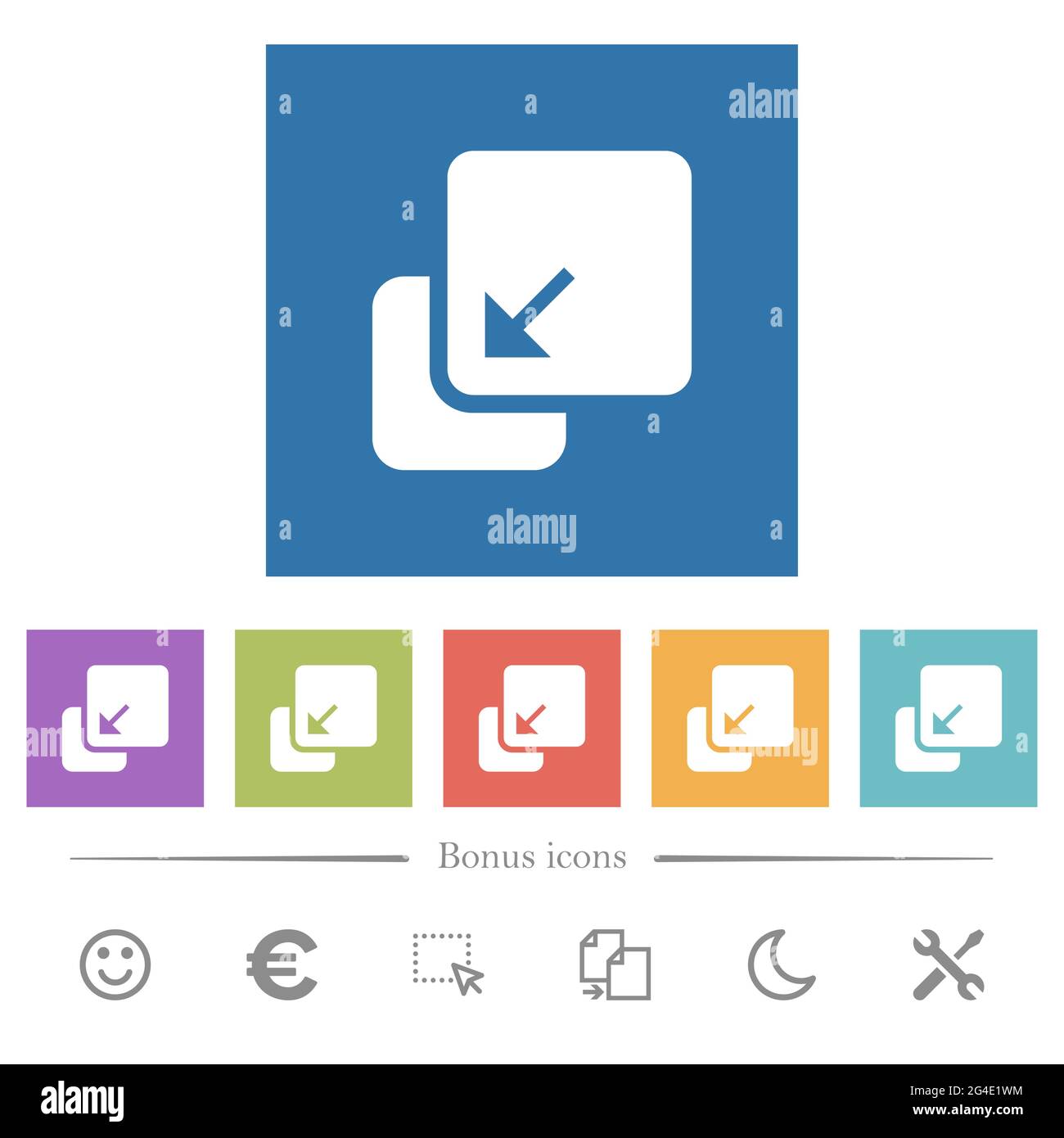 Collapse element flat white icons in square backgrounds. 6 bonus icons ...