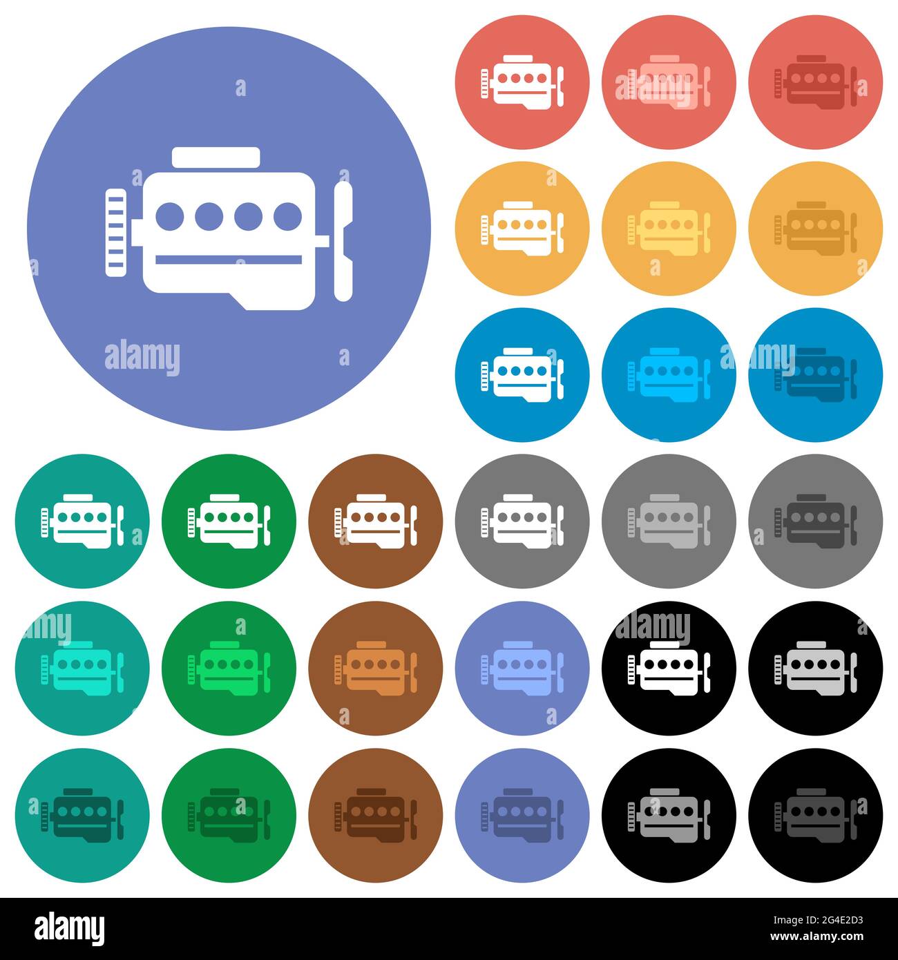 Engine symbol multi colored flat icons on round backgrounds. Included ...