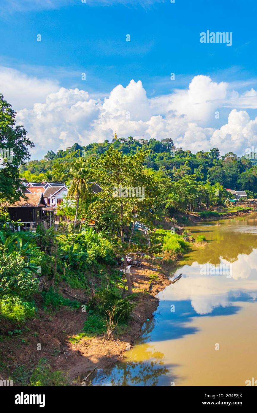 Panorama of the landscape Mekong river and Luang Prabang city in Laos ...