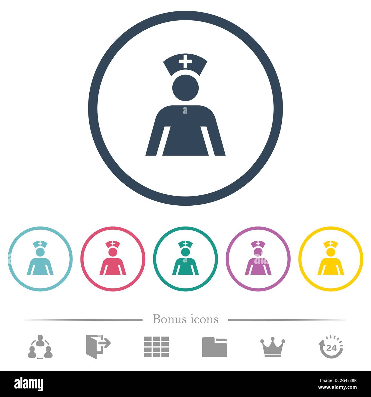 Nurse flat color icons in round outlines. 6 bonus icons included Stock Vector Image & Art - Alamy