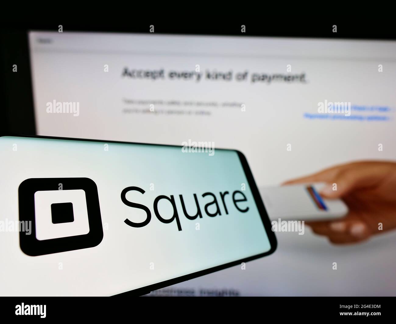 Mobile phone with logo of US digital payments company Square Inc. on ...