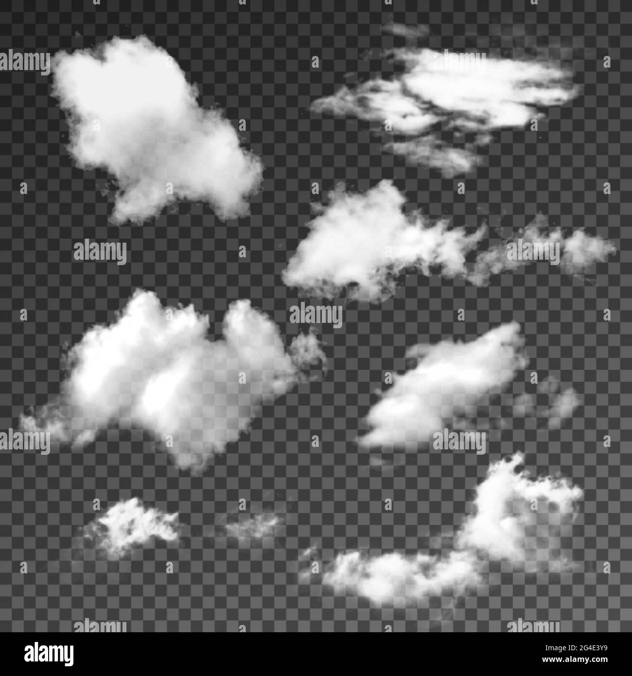 Summer sunny weather cloudscape realistic set vector illustration Stock ...