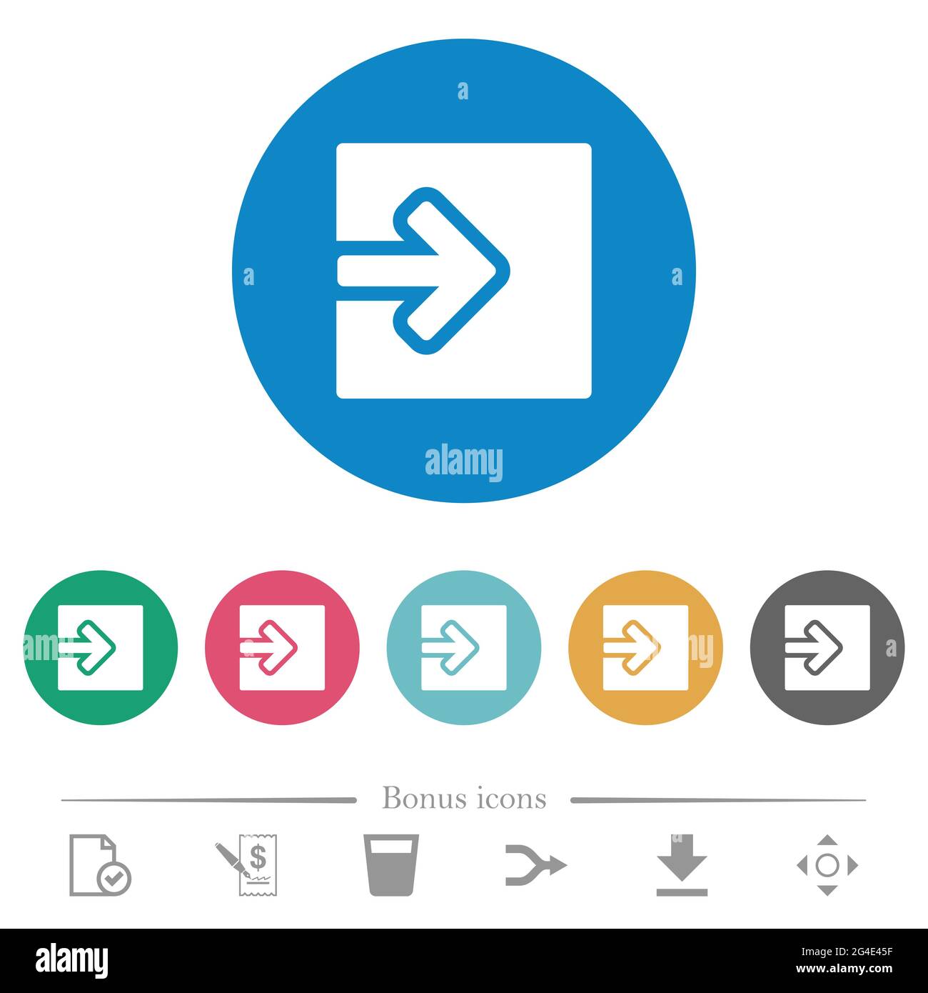 Import object flat white icons on round color backgrounds. 6 bonus ...
