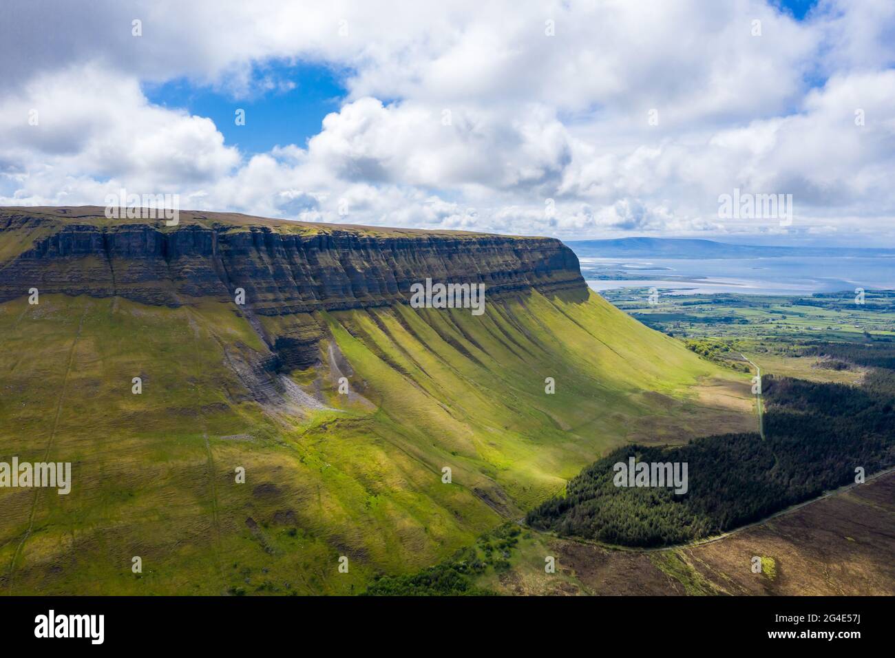 Aerial view of the mountain Benbulbin in County Sligo, Ireland Stock ...