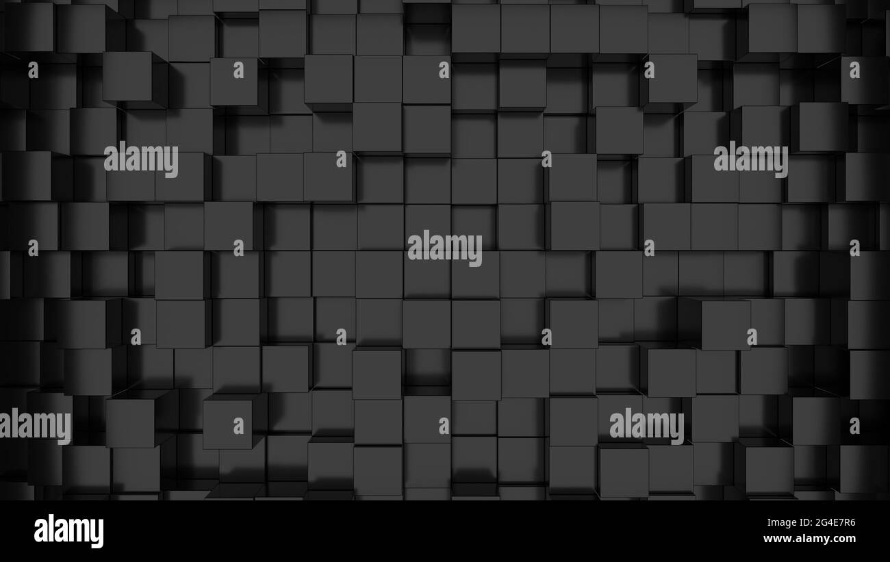 3D rendering of a pattern of black cubes for backgrounds and textures ...