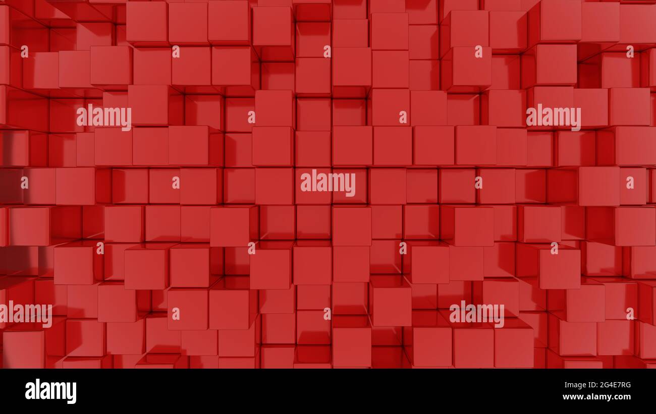 3D rendering of a pattern of red cubes for backgrounds and textures ...