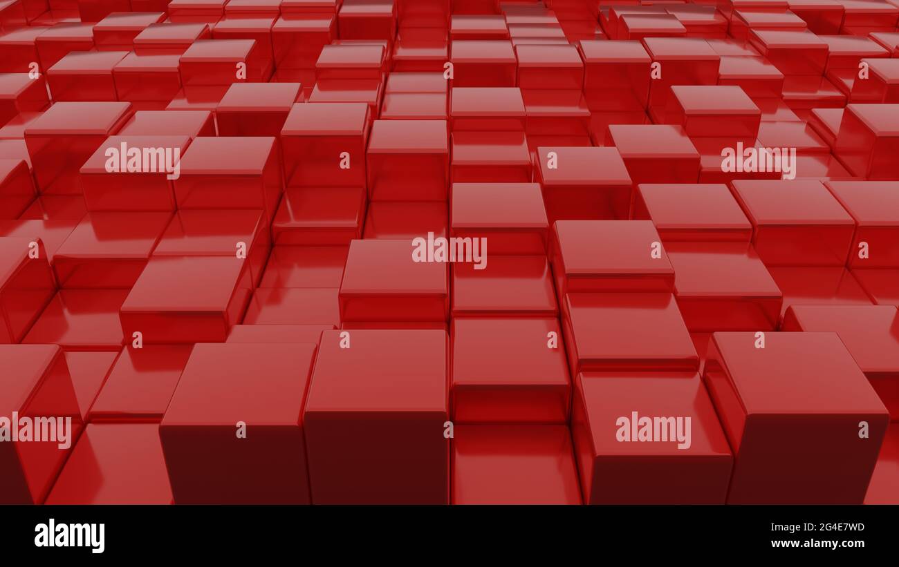 3D rendering of a pattern of red cubes for backgrounds and textures ...