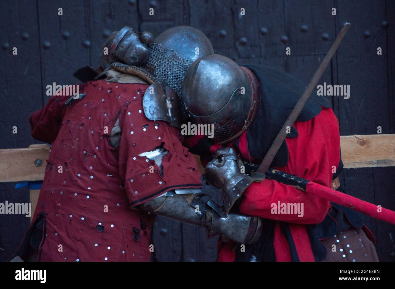 Medieval fight between two Medieval knights Stock Photo - Alamy