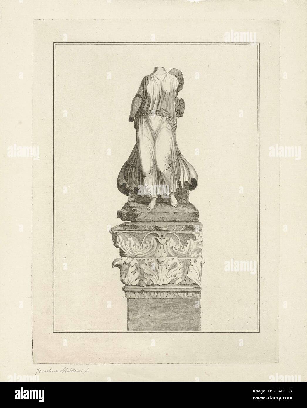 . Classic statue of a winged woman without head on a piastal Stock ...