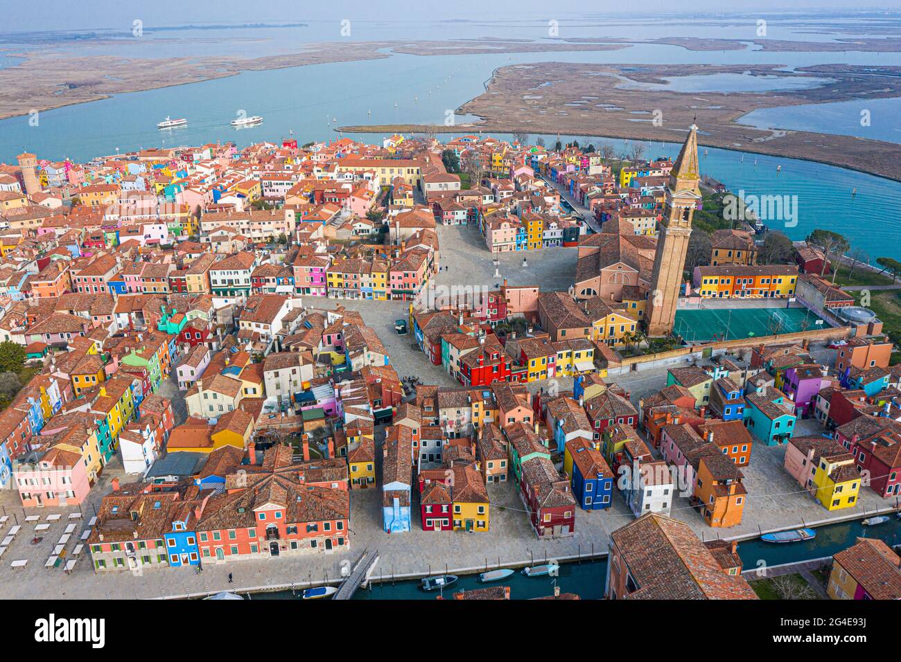 Aerial view of the colorful houses of the Burano Island Stock Photo - Alamy