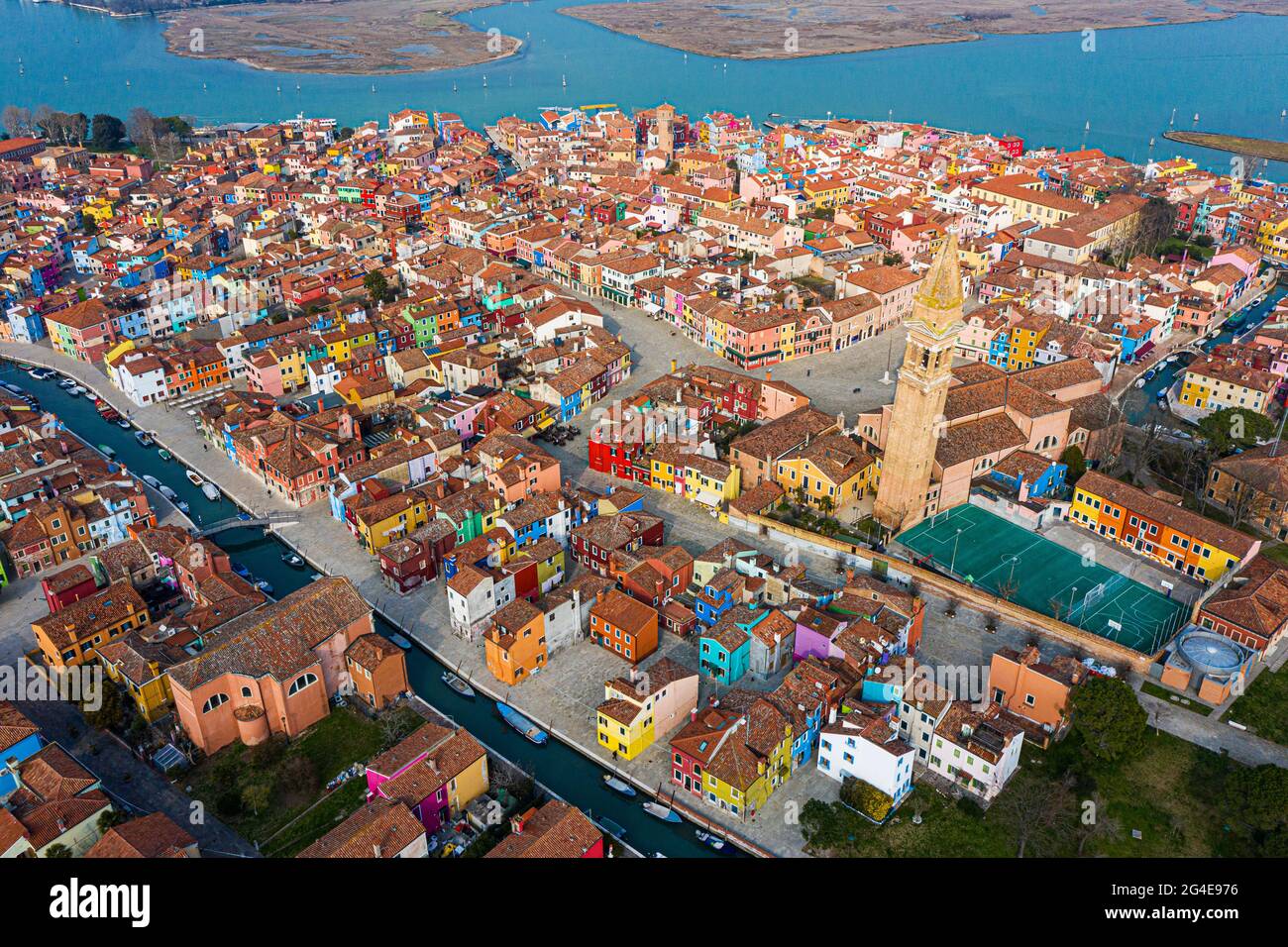 Aerial view of the colorful houses of the Burano Island Stock Photo - Alamy