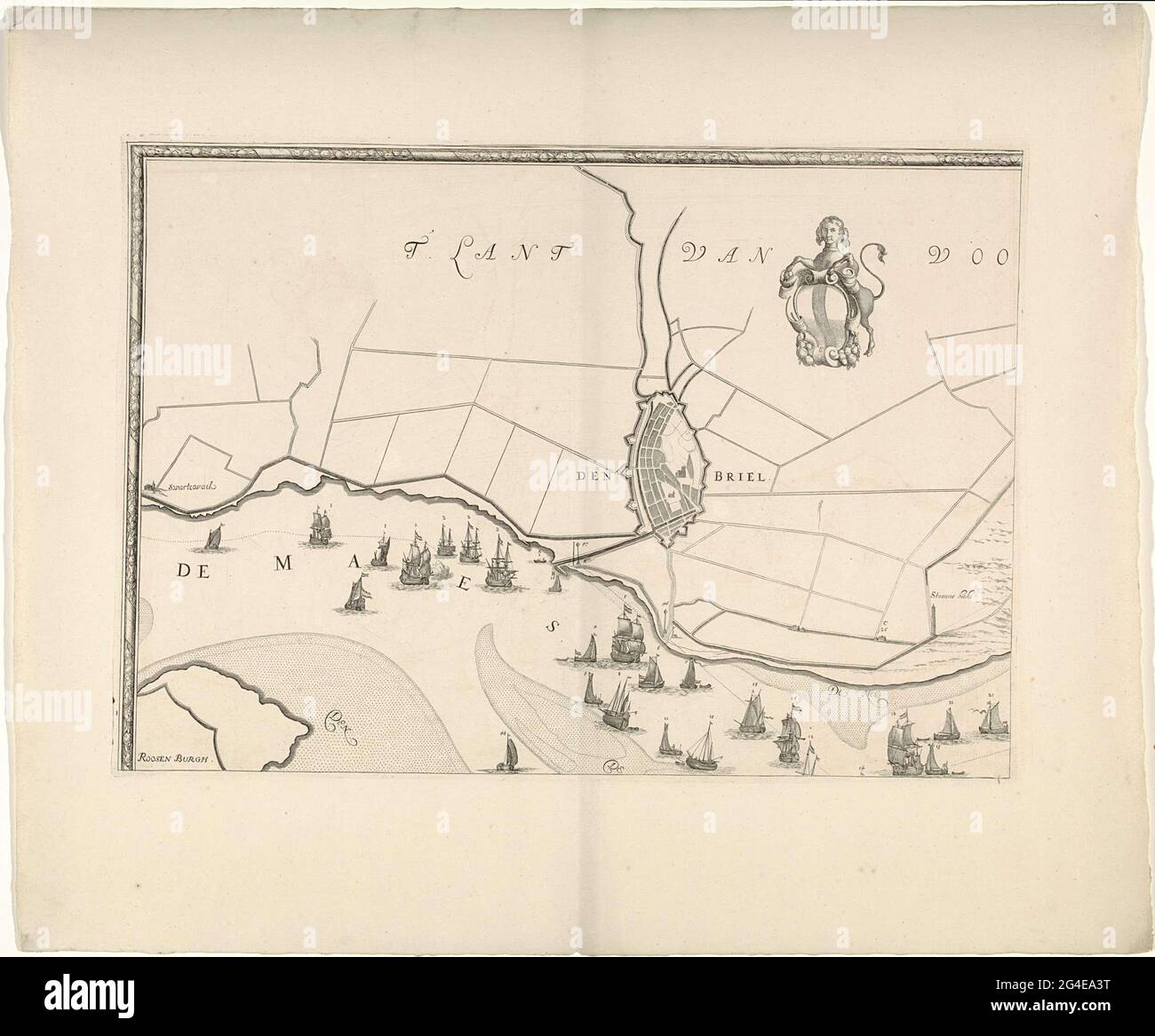 . Part (top left) of Maas mouth map with post routes Stock Photo - Alamy