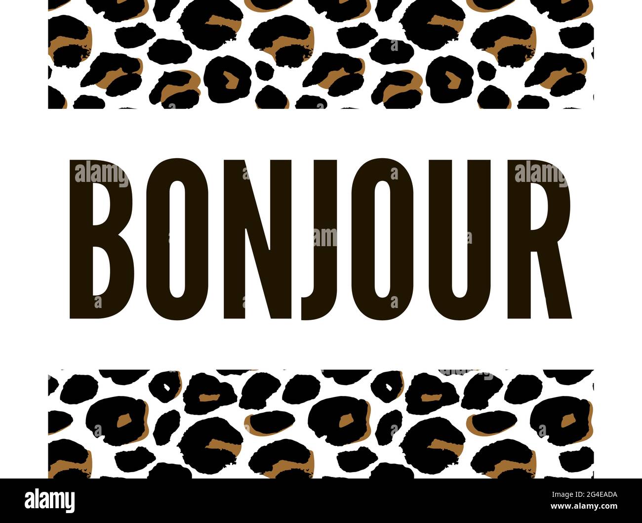 Decorative BONJOUR HELLO Text with Leopard Skin Stock Vector Image ...