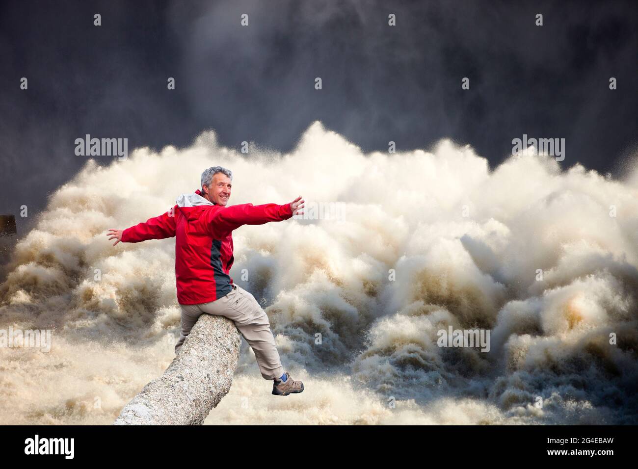 The overflow from the Karahnjukar dam and Halslon reservoir, a massive ...