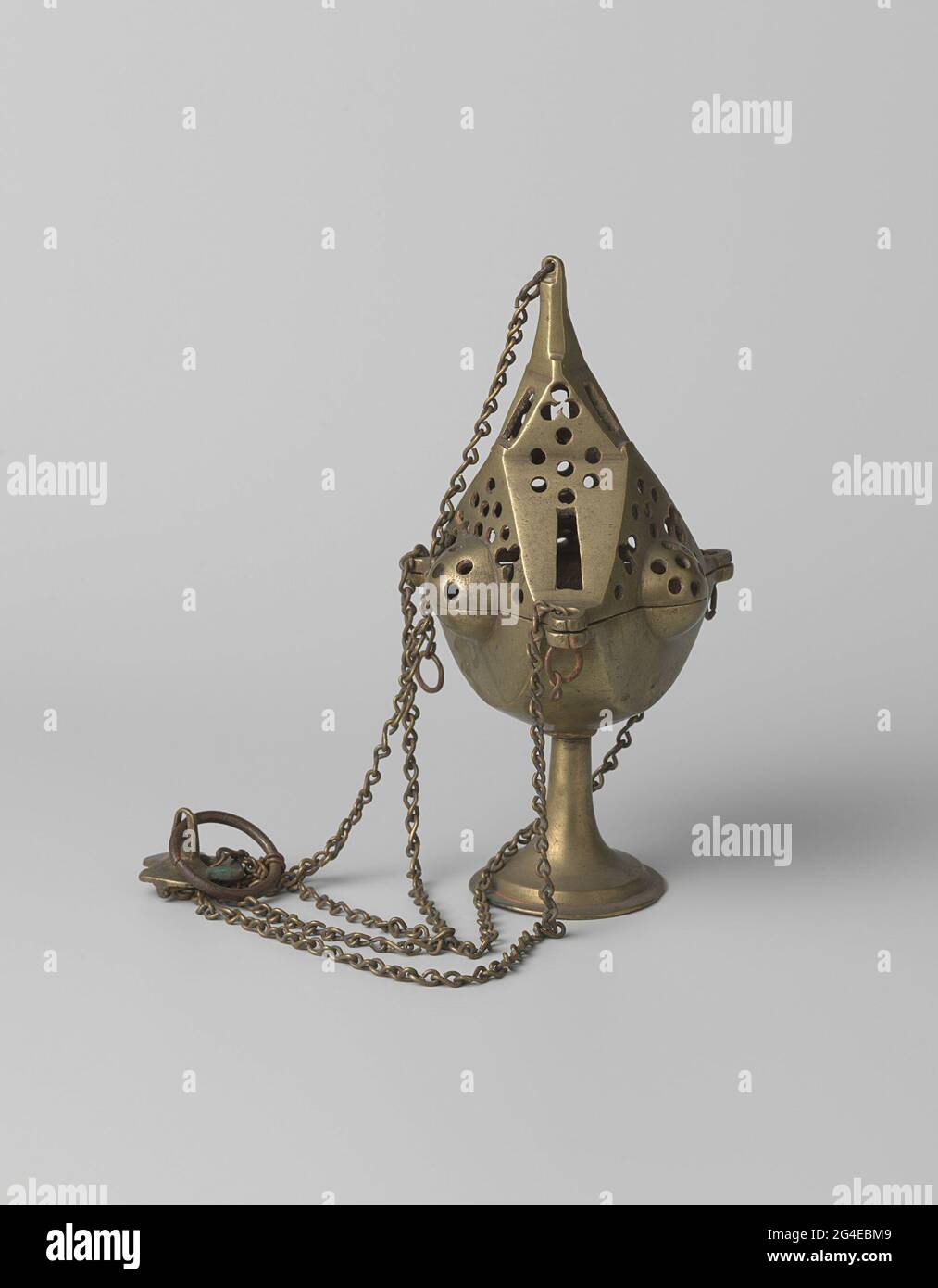 Censer on chain, with freak and striker tapered lid. The components are ...