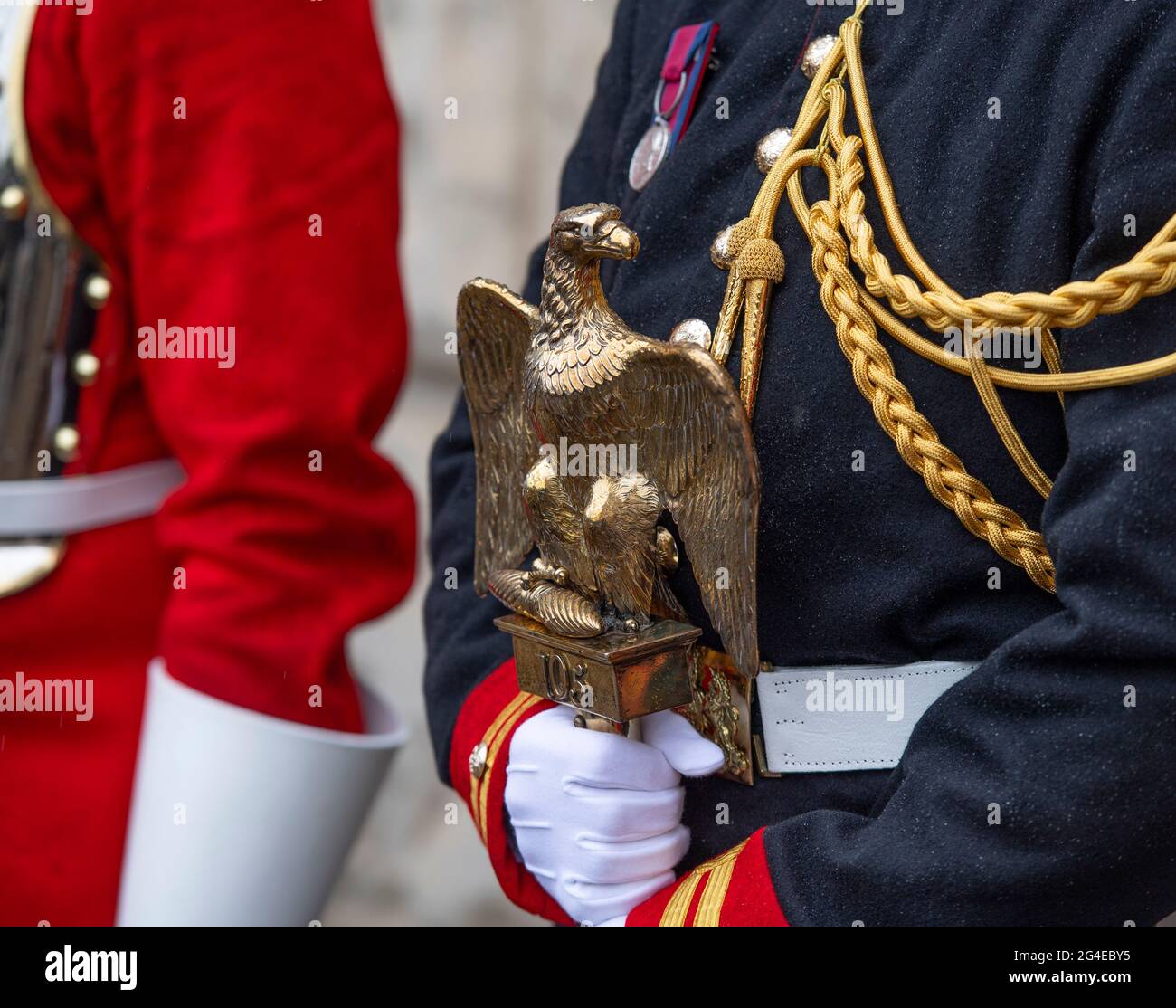 Horse Guards Parade, London, UK. 21 June 2021. Cavalrymen and two ...