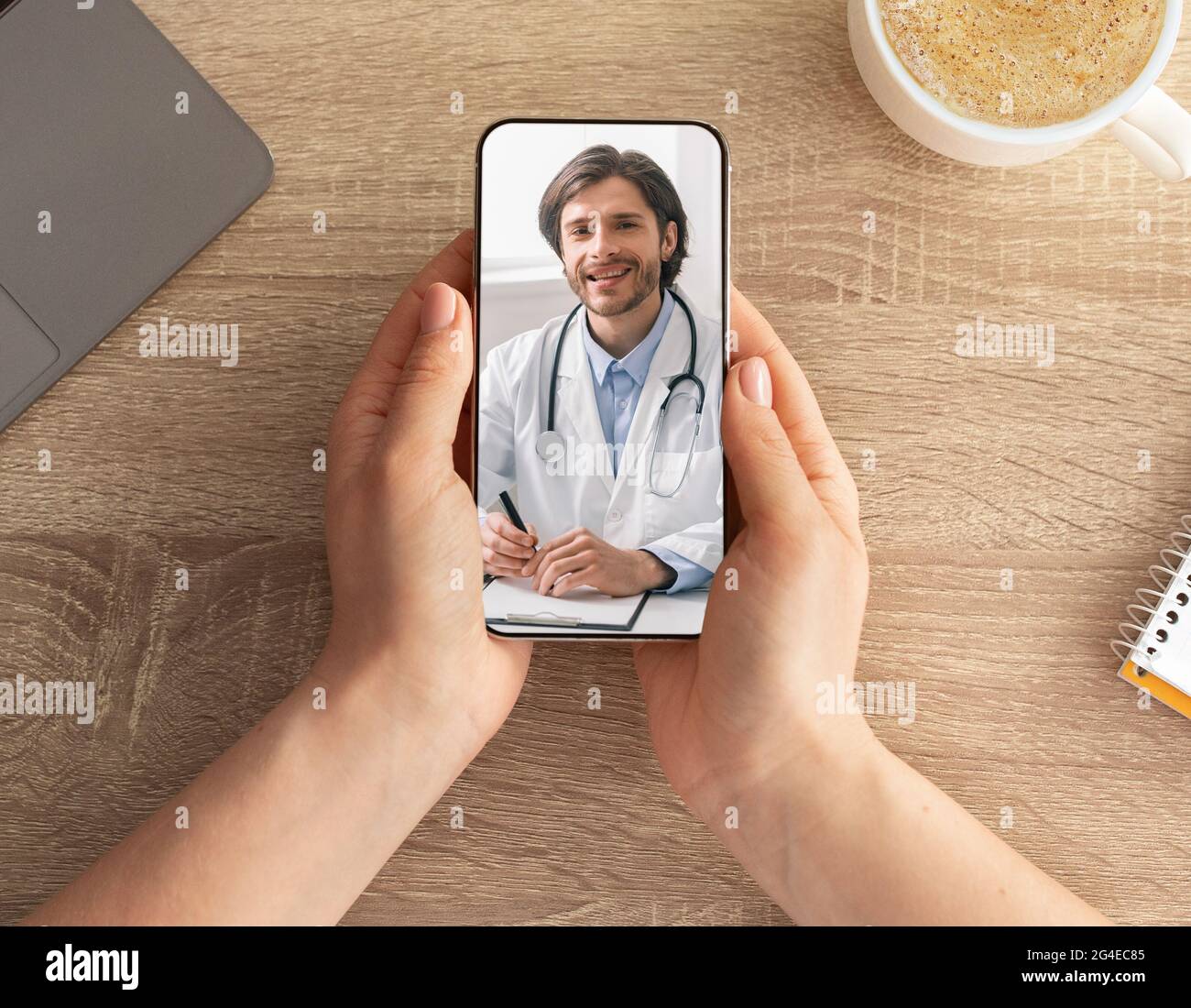 Patient having video conference doctor hi-res stock photography and ...