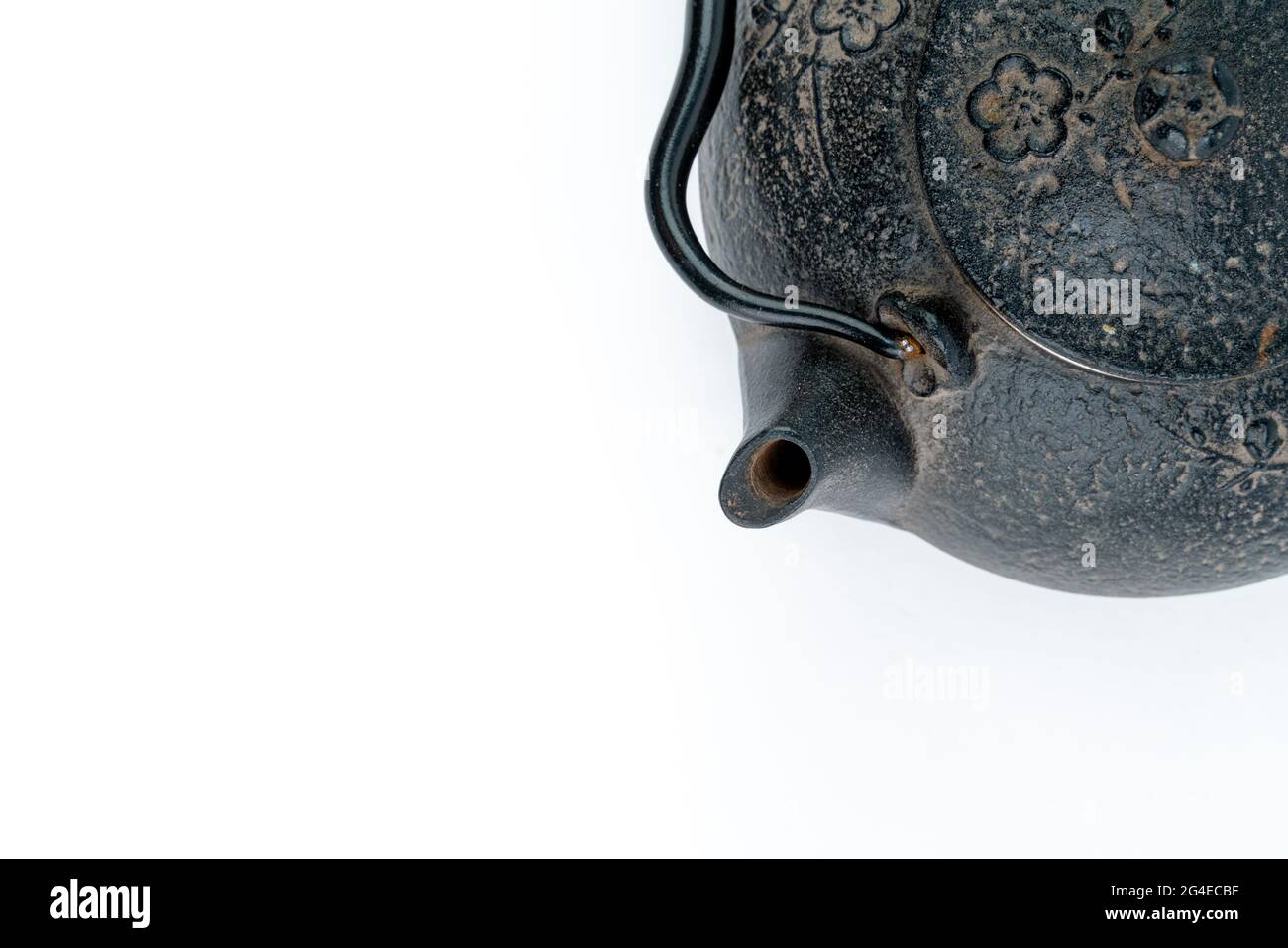 Vintage, black metal Japanese tea pot or kettle isolated on white ...