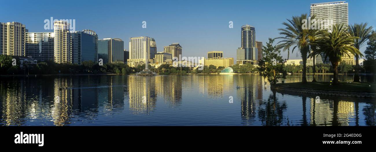 2009 HISTORICAL DOWNTOWN SKYLINE LAKE EOLA PARK ORLANDO FLORIDA USA ...