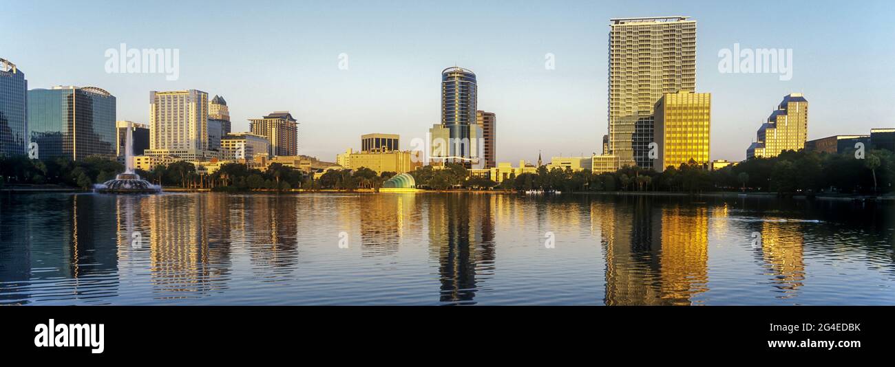 2009 HISTORICAL DOWNTOWN SKYLINE LAKE EOLA PARK ORLANDO FLORIDA USA ...