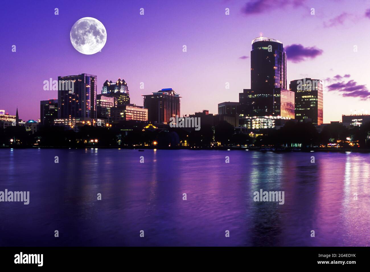 2009 HISTORICAL DOWNTOWN SKYLINE LAKE EOLA PARK ORLANDO FLORIDA USA ...