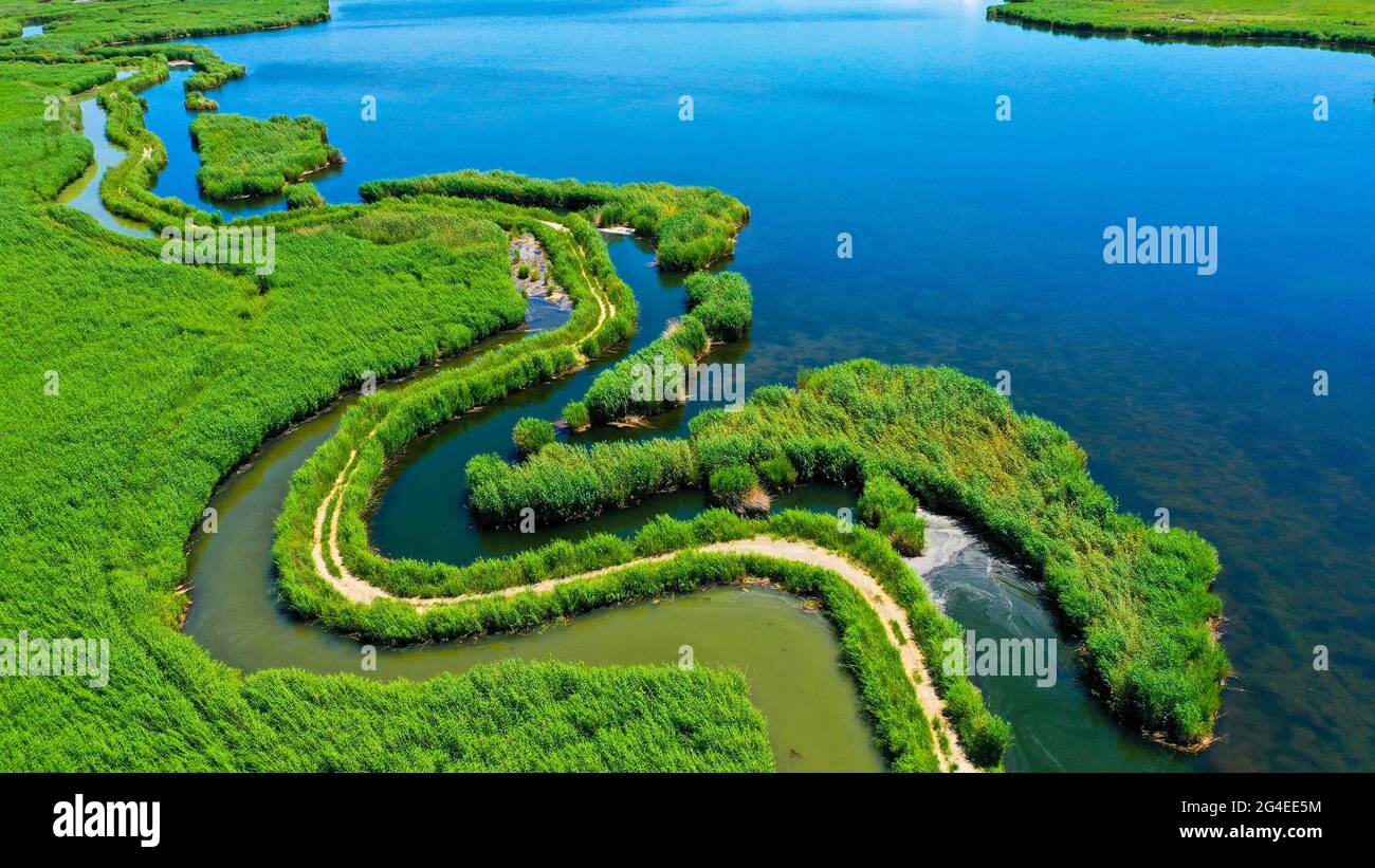 The beauty of Bosten Lake in summer in Bayingolin,Xinjiang,China on ...