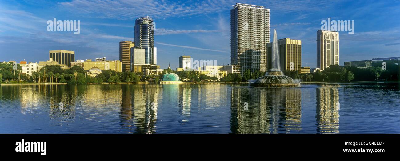 2009 HISTORICAL DOWNTOWN SKYLINE LAKE EOLA PARK ORLANDO FLORIDA USA ...