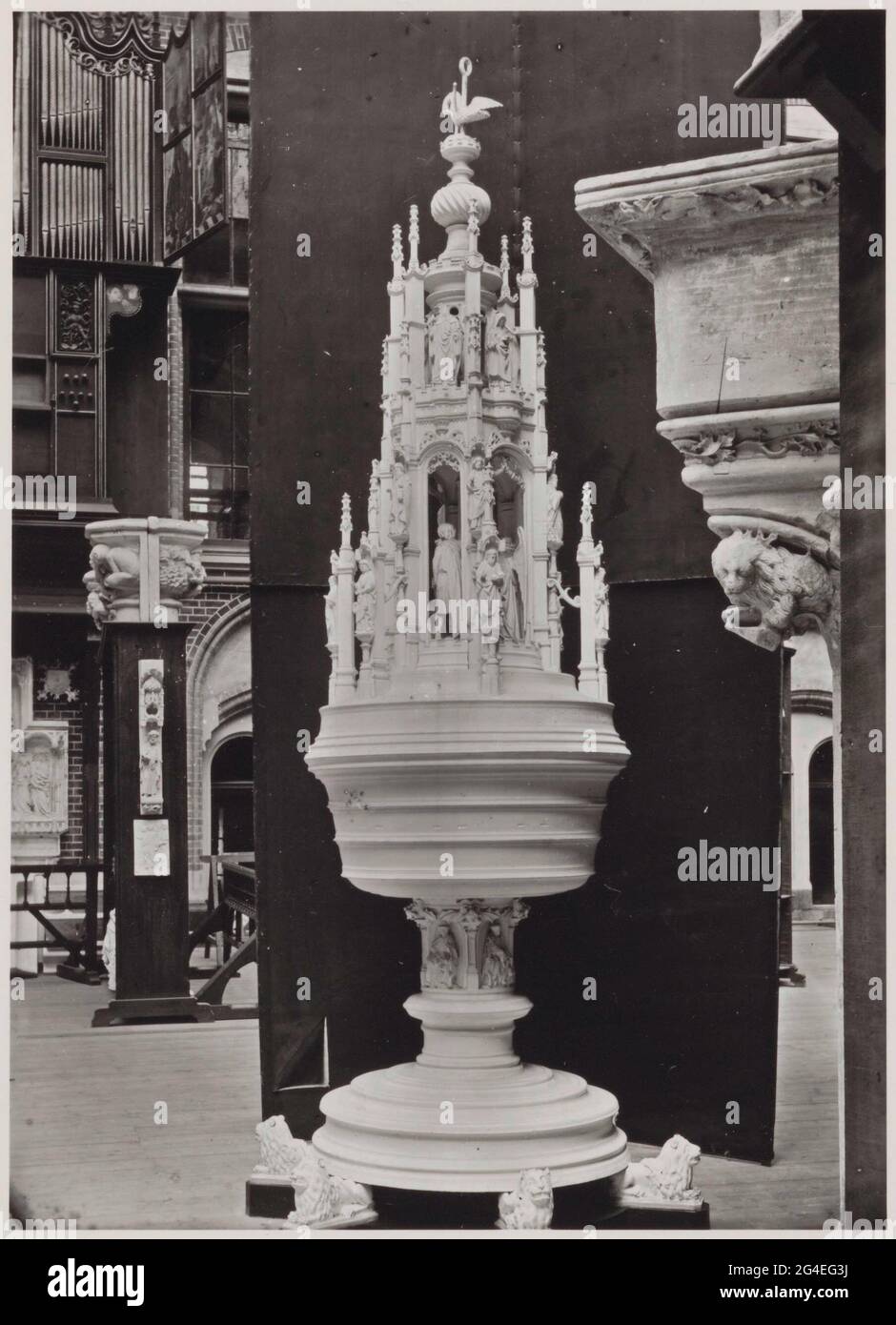 Western courtyard. Western courtyard with gypsum casting from a font ...