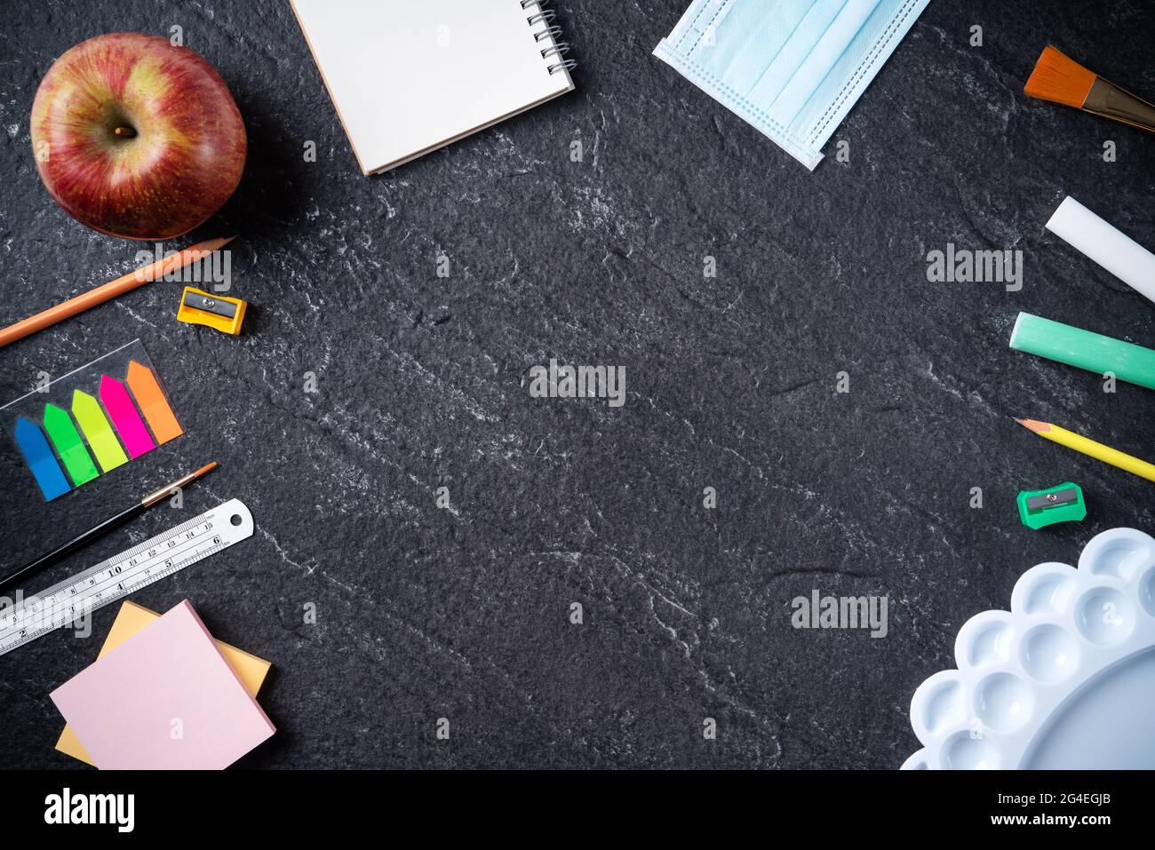 Back to school student design concept, top view of stationery over ...